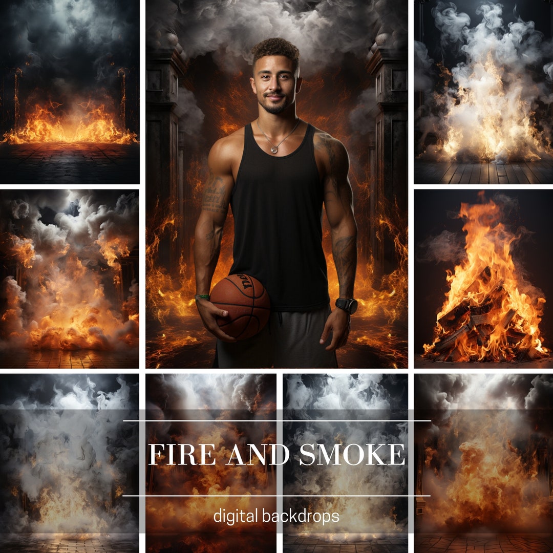 Fire and Smoke Digital Backdrops for Composite Photography, Photoshop ...