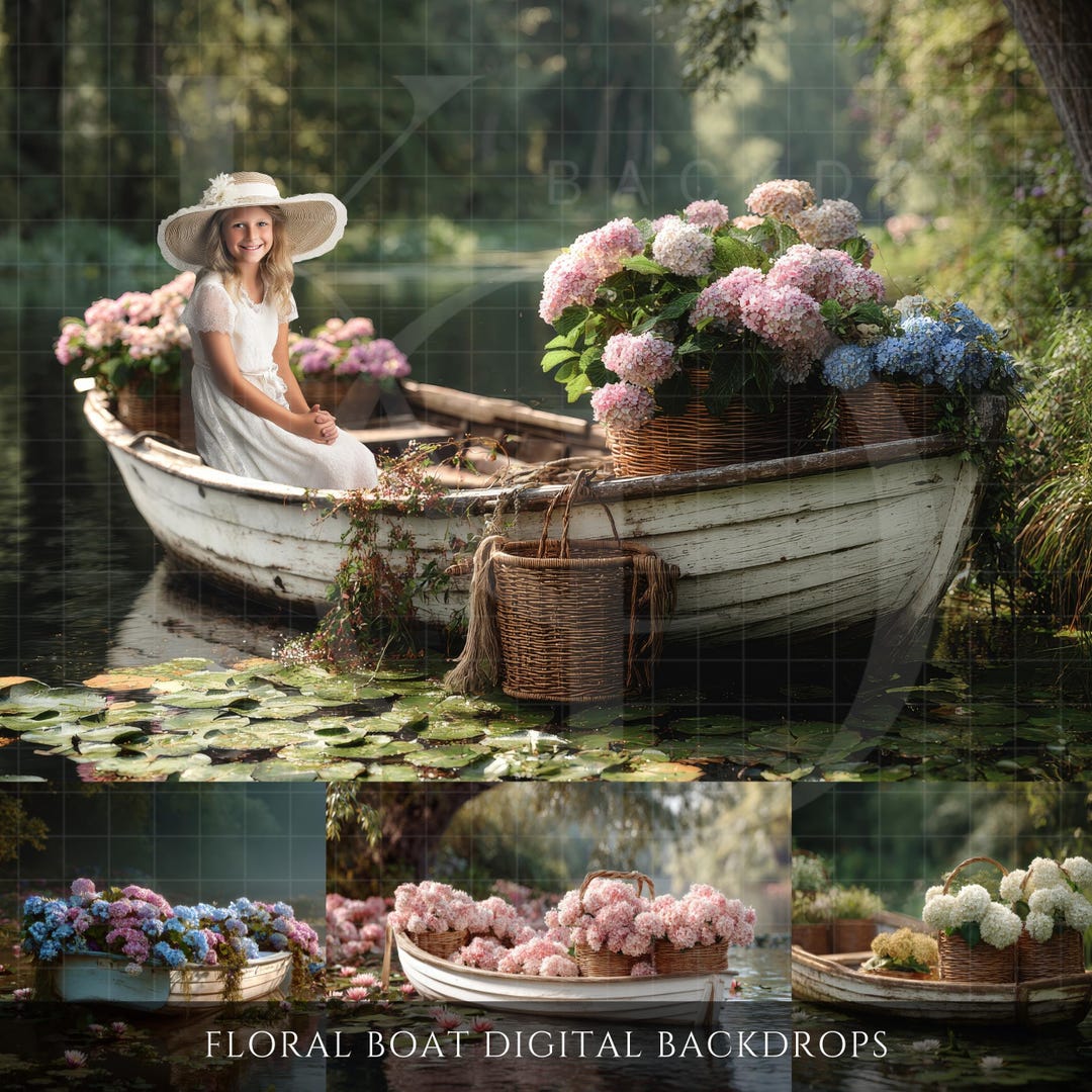 Floral Canoe Digital Backdrop: Photoshop Fine Art, Maternity ...