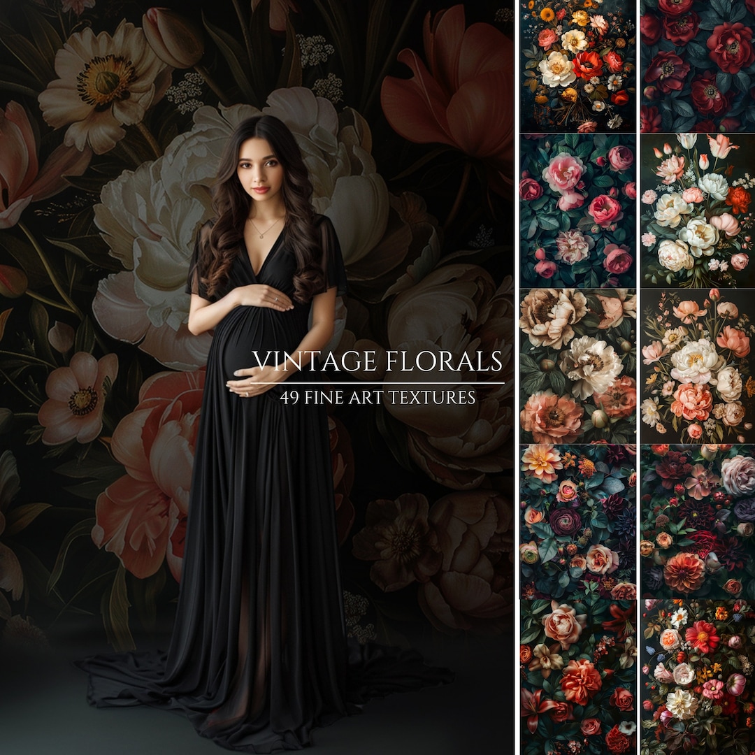 49 Fine Art Textures Bundle Floral Backdrop Overlays for Composite ...
