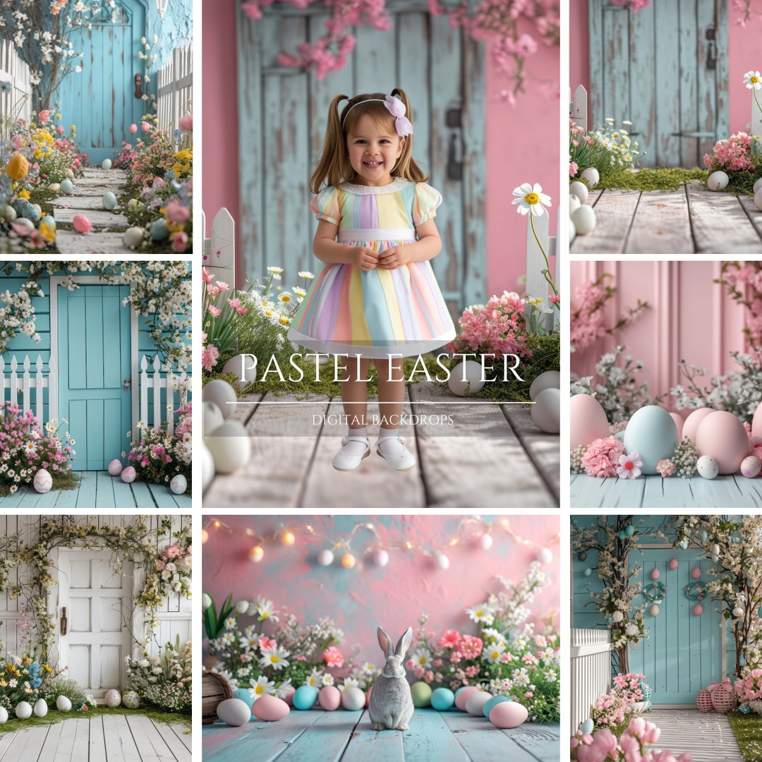 30 Pastel Easter Spring Digital Backdrops for Composite Photography ...