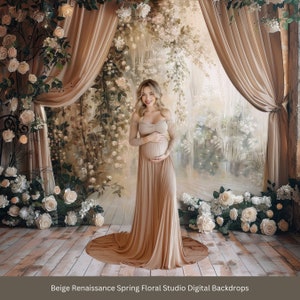 Beige Renaissance Spring Floral Digital Backdrops for Composite ...