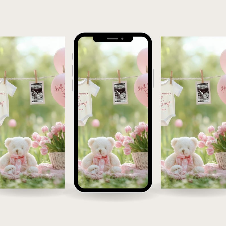 Pregnancy Announcement Editable Template, Pink Tulips, Digital Download ...