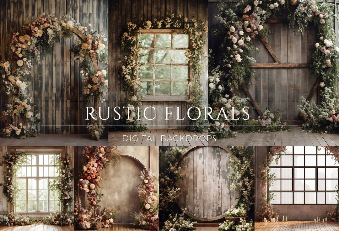 Rustic Florals Digital Backdrops, Maternity Backdrop Overlays, Studio ...