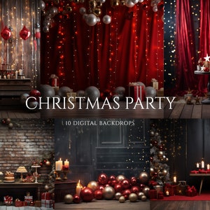 Christmas Party Digital Backdrops, Photo Studio Backdrops, Bokeh ...