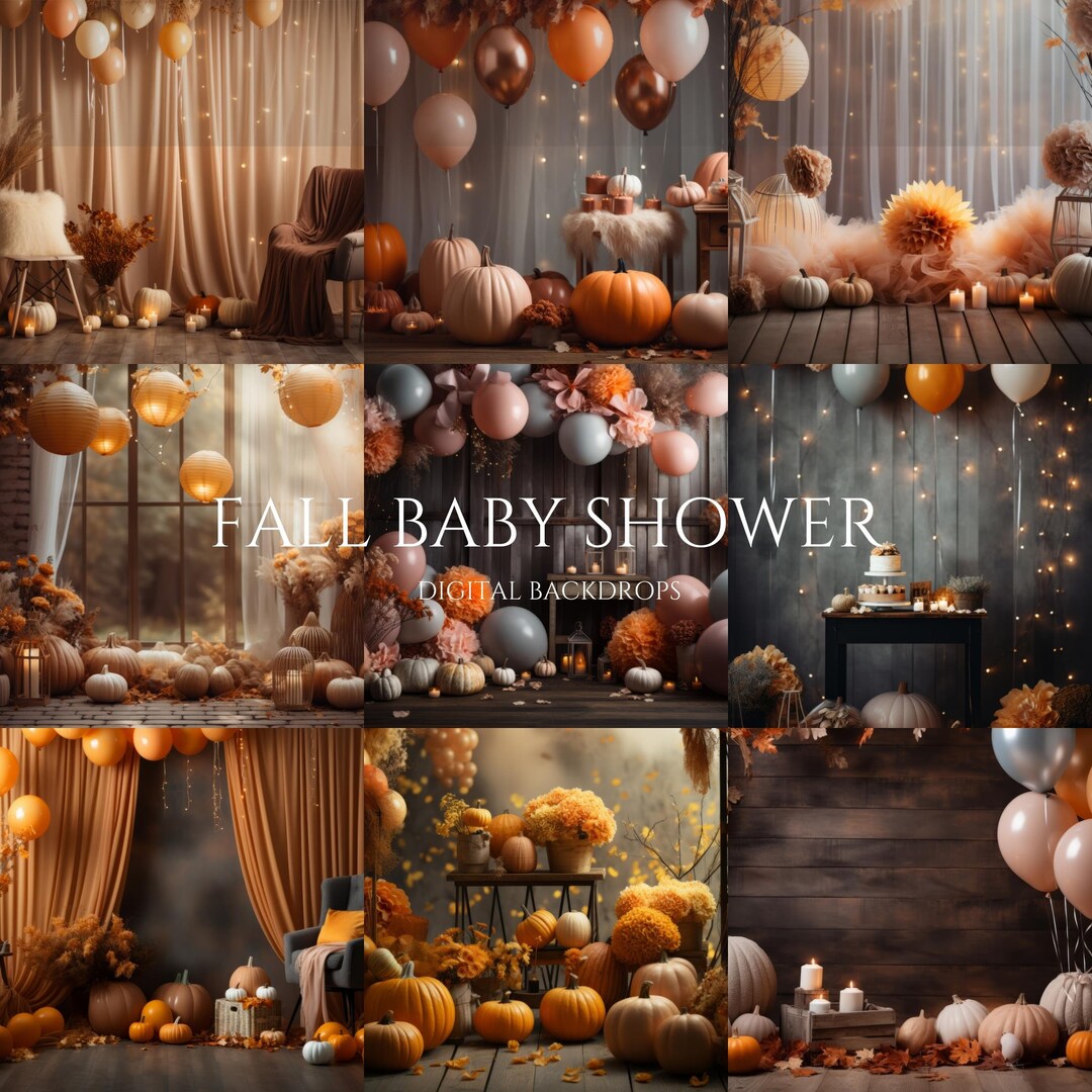 Fall Floral Baby Shower Digital Backdrops for Composite - Etsy