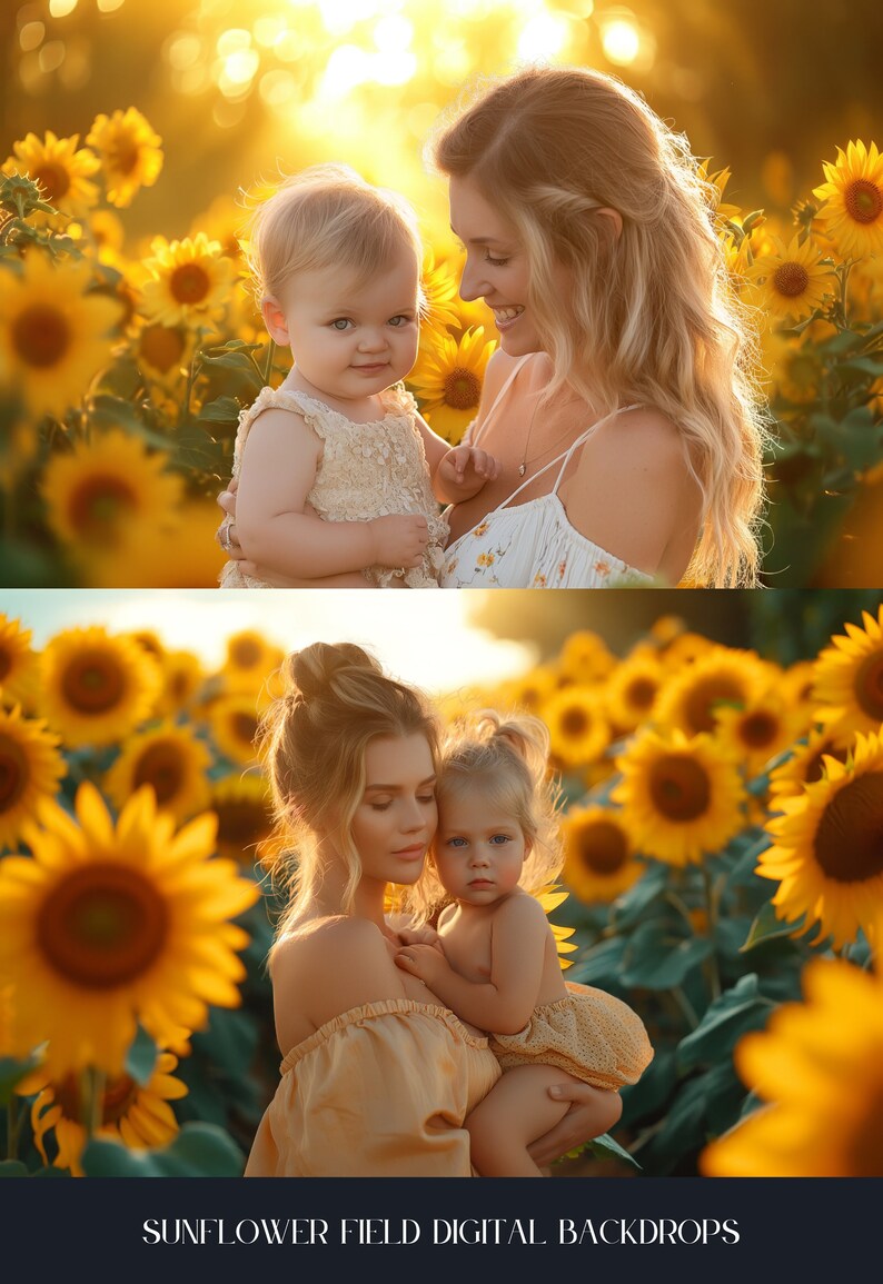 Sunflower Field Digital Backdrops for Composite Photography, Summer ...