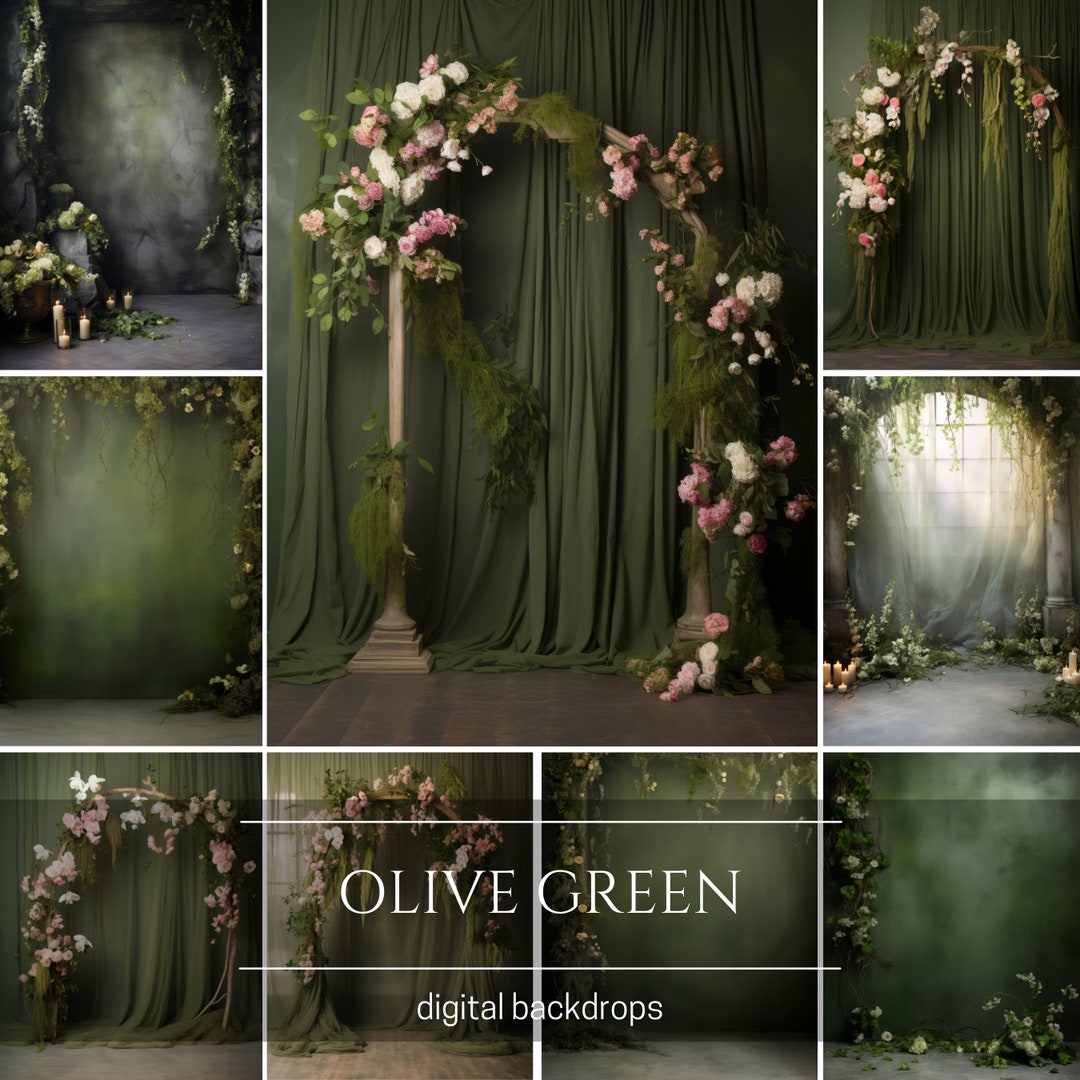 Olive Green Digital Backdrops, Maternity Backdrop Overlays, Fine Art ...