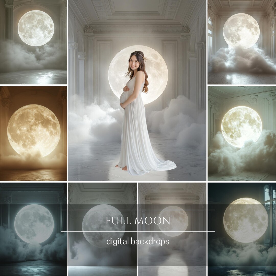 Glowing Full Moon Maternity Backdrops: Fine Art Photography Overlays ...