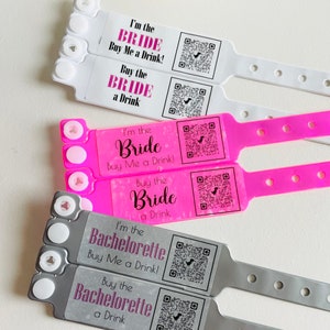 QR Code Armbands-buy a Drink for the Bride Wristbands-qr Bachelorette ...