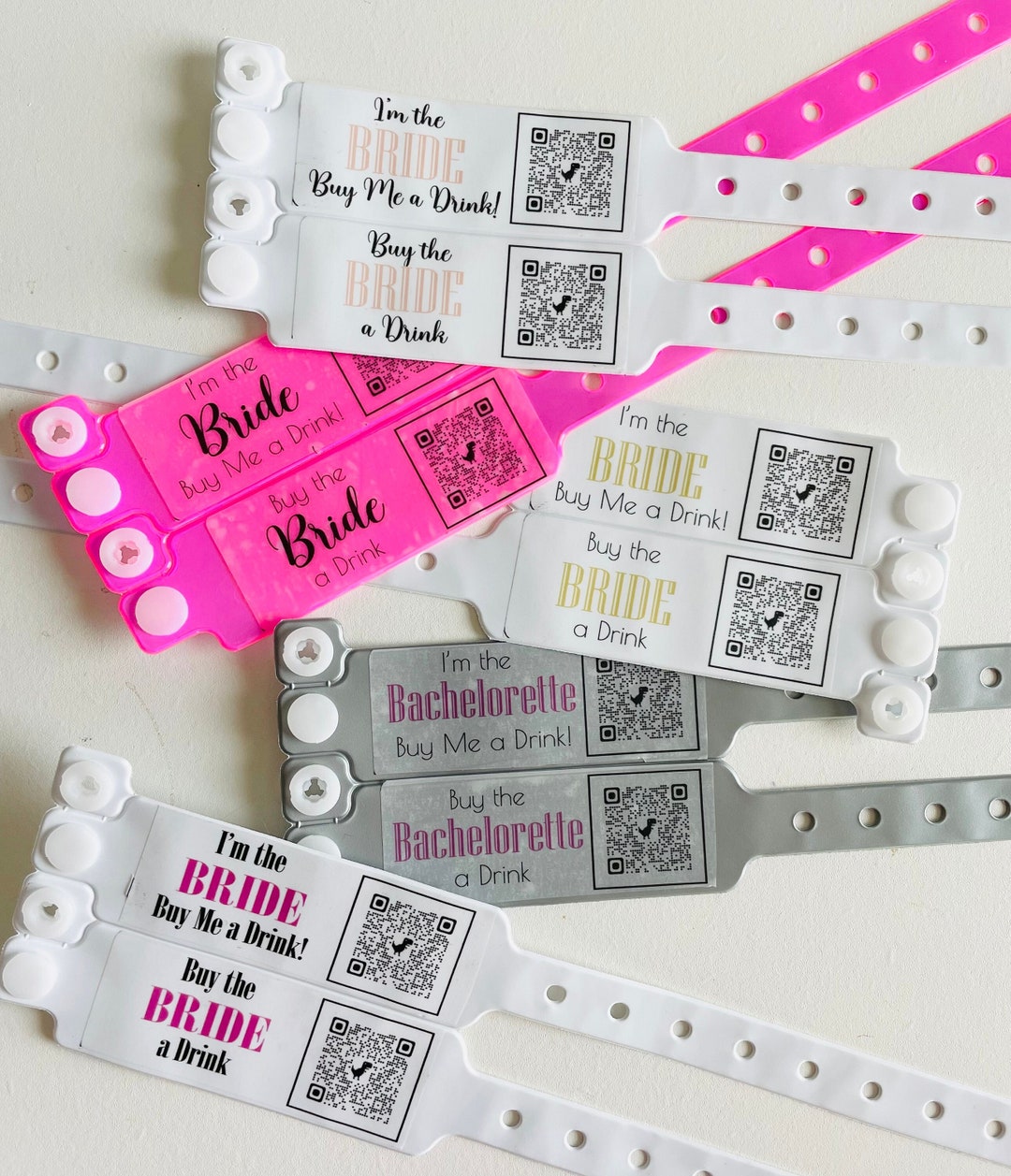 QR Code Armbands-buy a Drink for the Bride Wristbands-qr Bachelorette ...