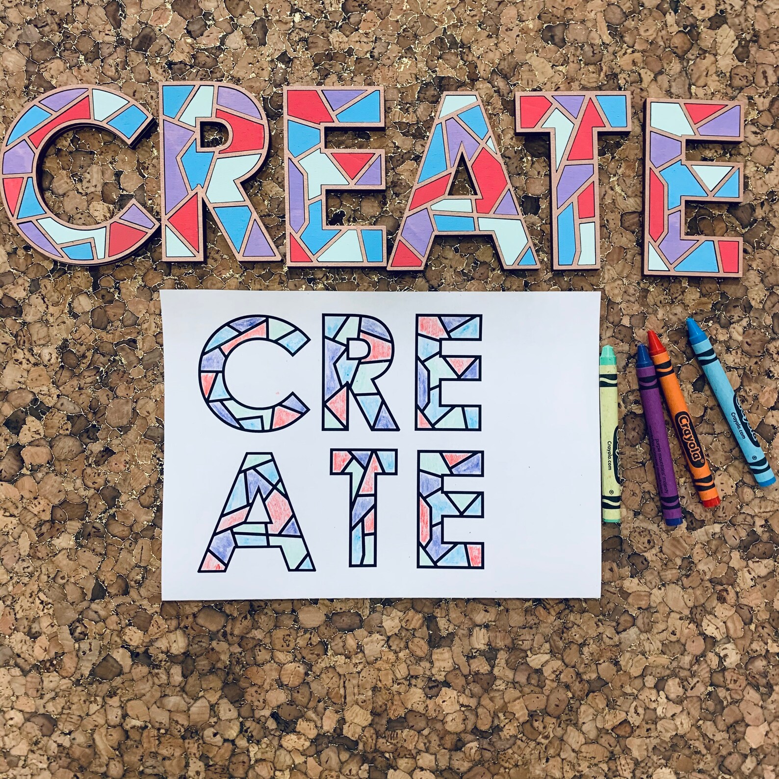 Mosaic Letter Puzzle Geometric Letter DIY Craft Kids Paint - Etsy