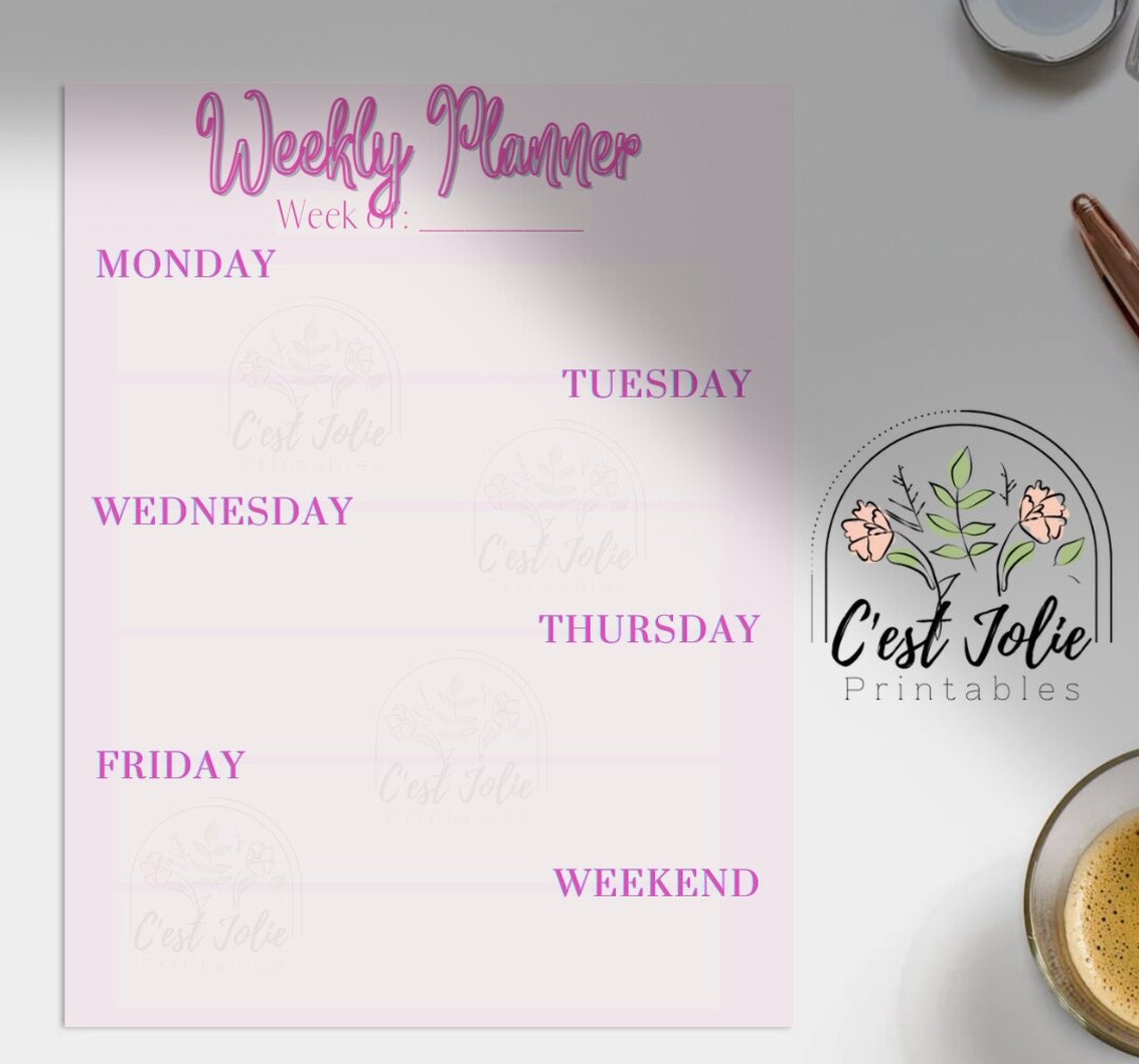Weekly Planner Printable!** Printable Portrait, Weekly Schedule, Week ...