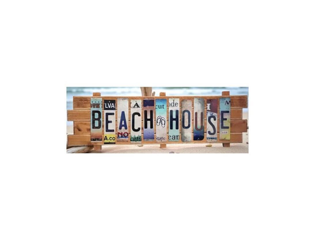 Beach House Cut License Plate Strip Sign - Etsy