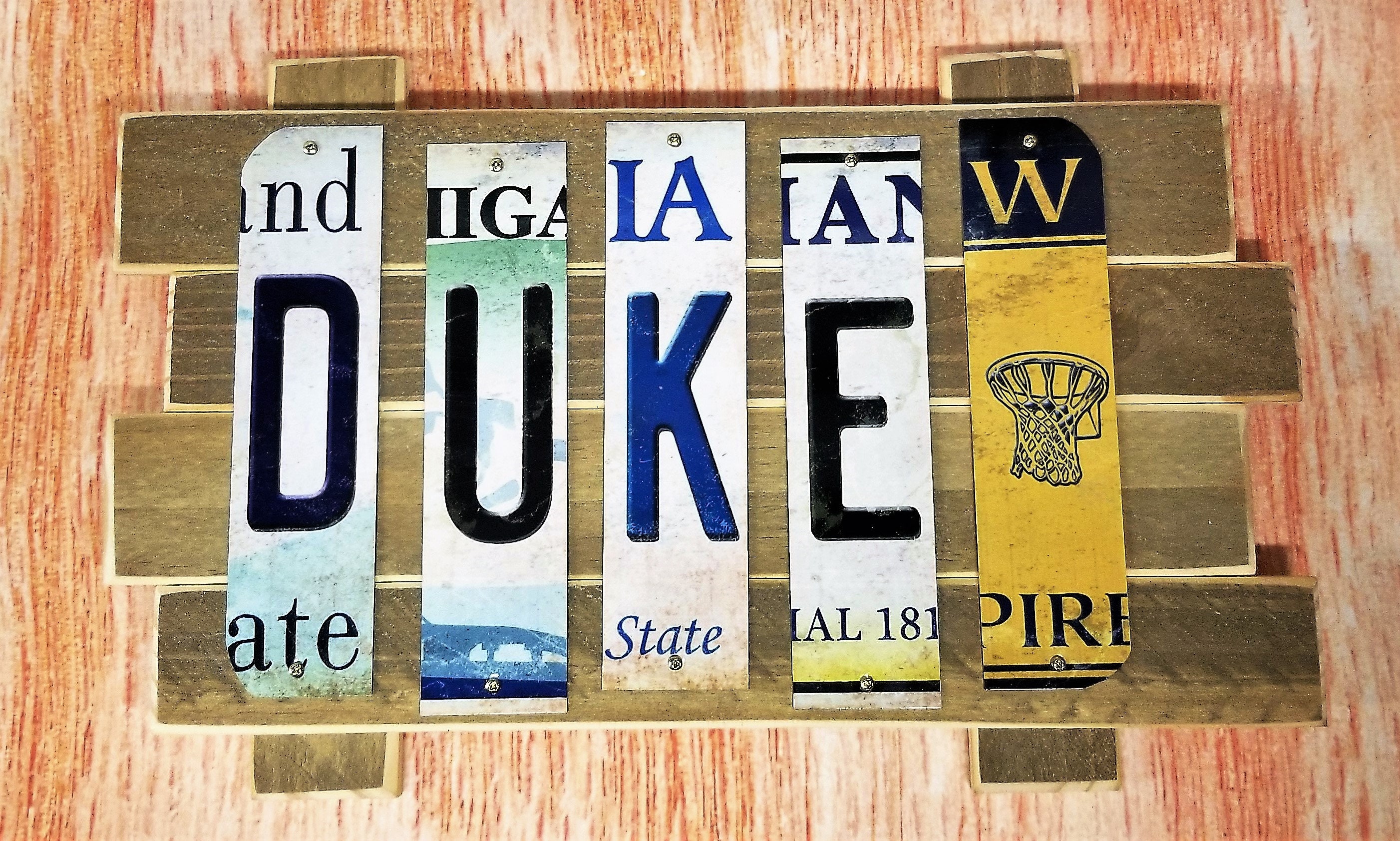 Duke University Cut License Plate Strip Sign