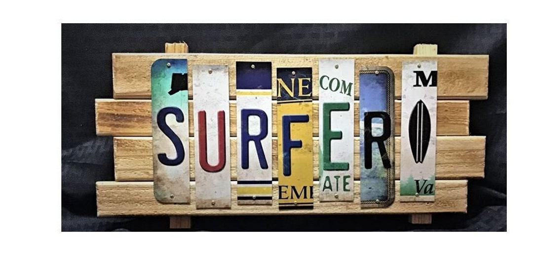 Surfer Cut License Plate Strip Sign - Etsy