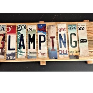Glamping Cut License Plate Strip Sign - Etsy