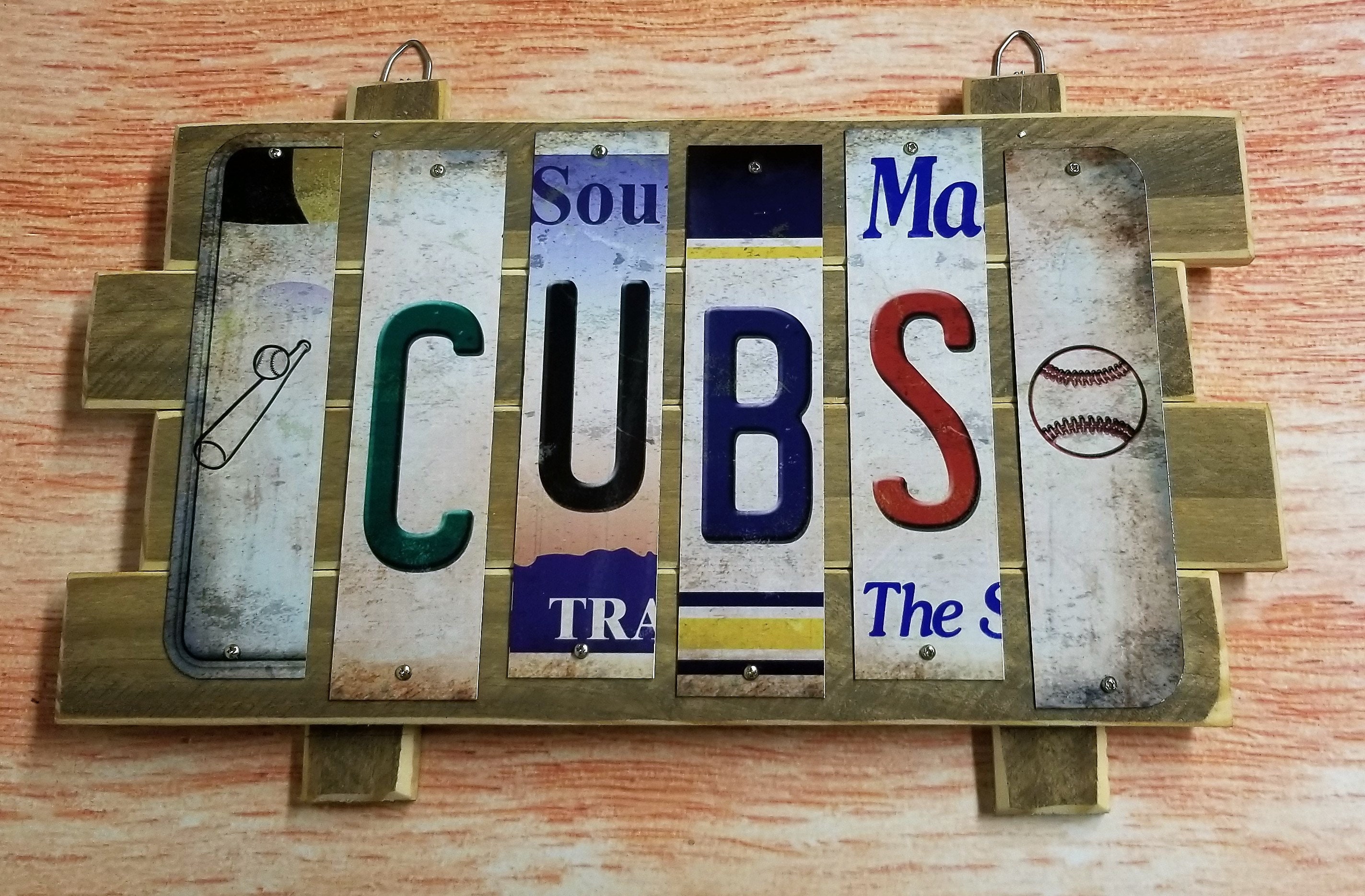 Chicago Cub Cut License Plate Strip Sign