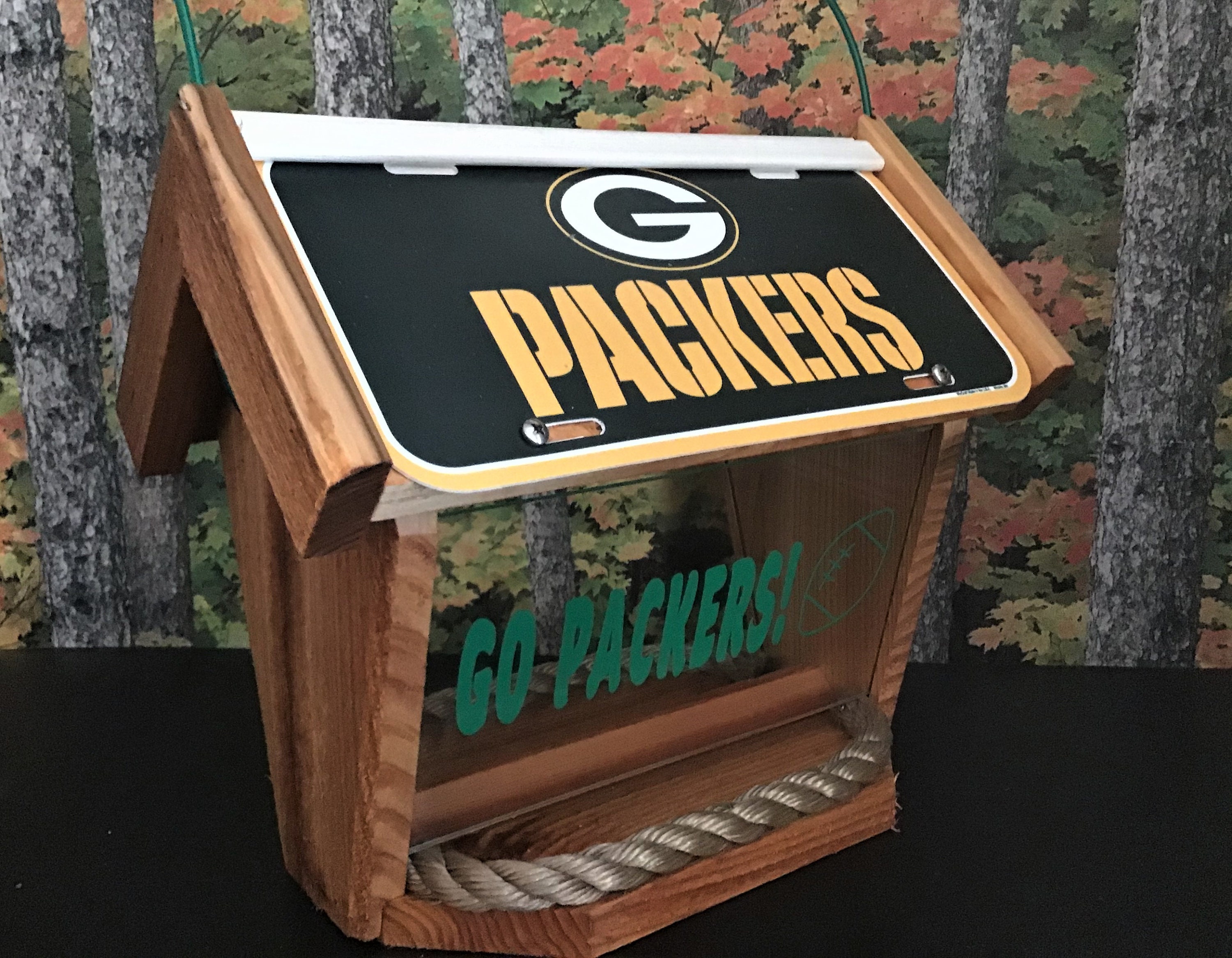 Green Bay Packers Deluxe Cedar Two Sided Bird Feeder