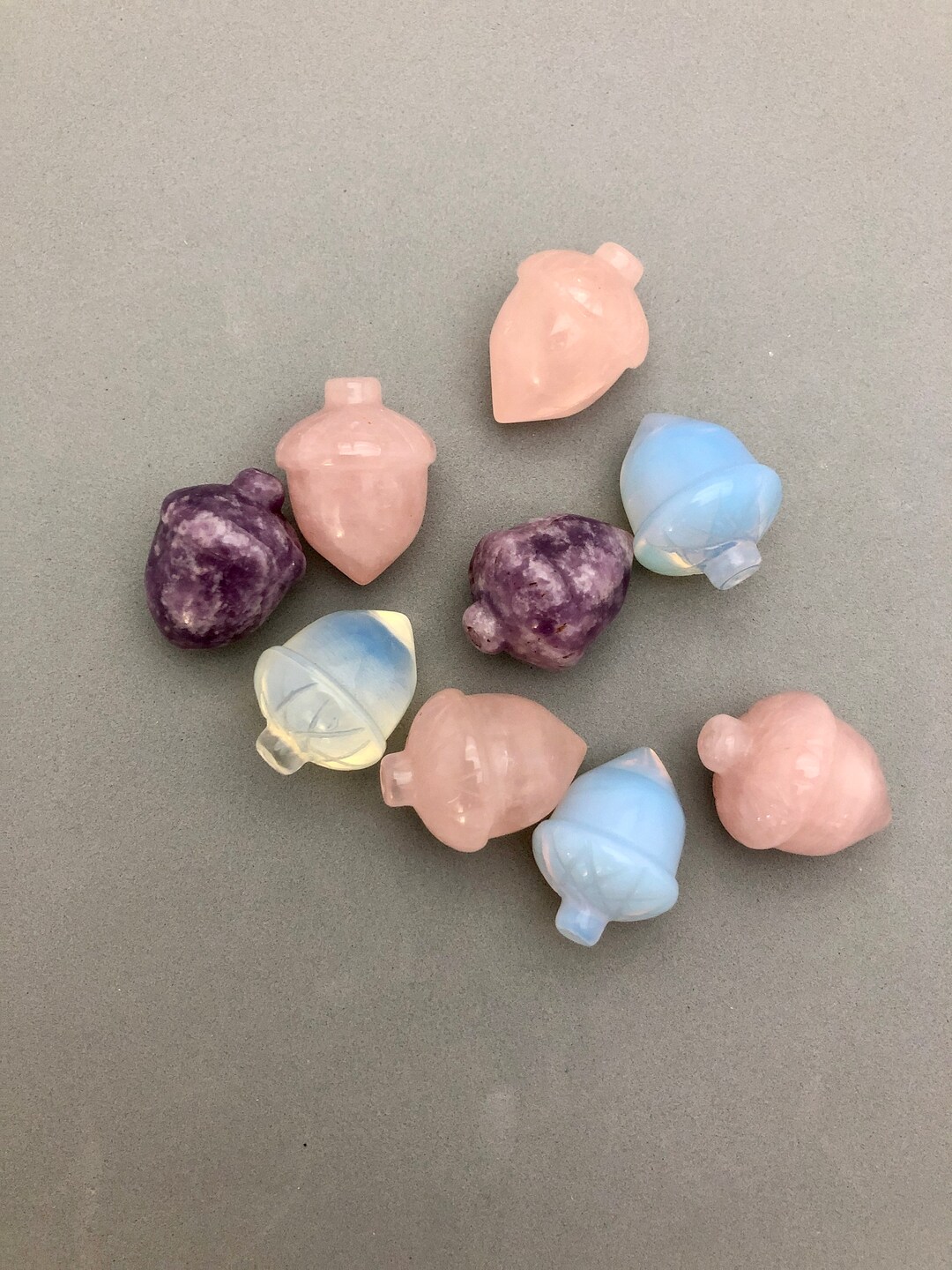Acorn Crystal Carving (1" X 3/4") Rose Quartz, Opalite Lepidolite for ...