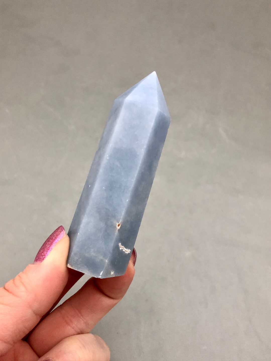 Angelite Crystal Point (3 1/4" Tall) for Crystal Grids, Throat Chakra ...