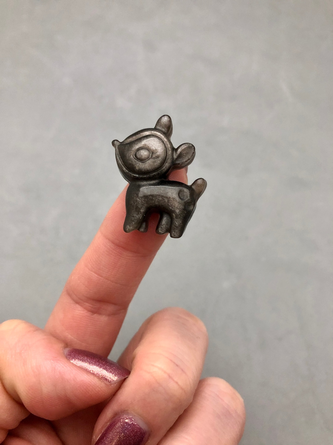 Silver Sheen Black Obsidian Fawn Deer Crystal Carving (1 1/8") for ...