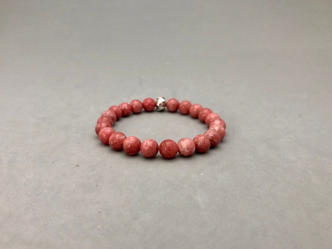 Pink Thulite Rosaline Stone Stretch Bead Bracelet With Karen Hill ...