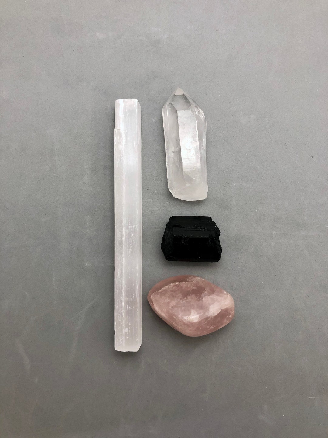 Crystal Collection Set of Crystals Selenite Clear Quartz Black ...