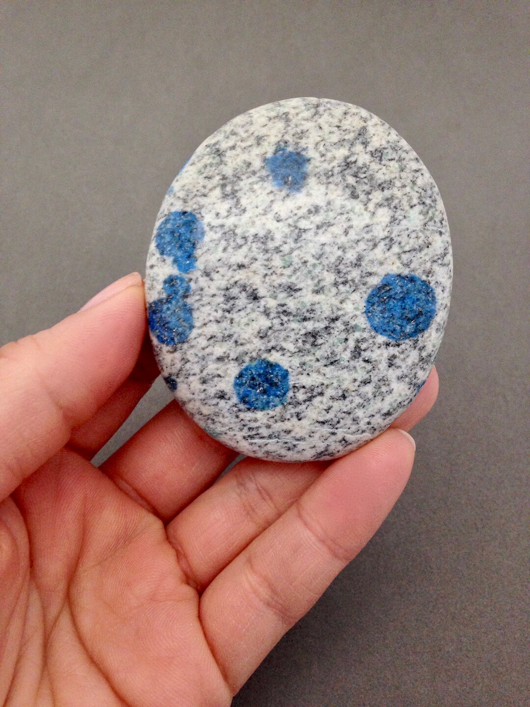 K2 Jasper Stone (azurite in Granite) Palm Stone (1 3/4)" Metaphysical ...
