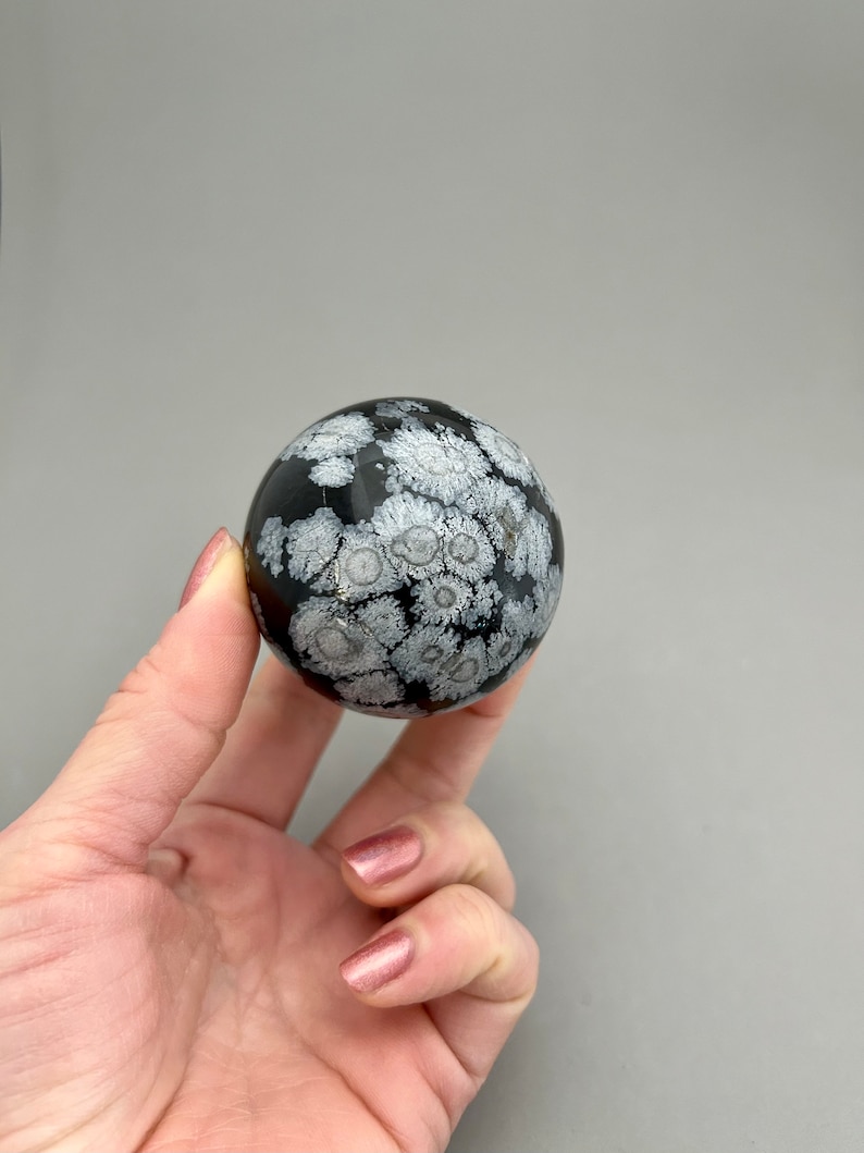 Snowflake Obsidian Crystal Sphere for Shadow Work, Spiritual Growth ...