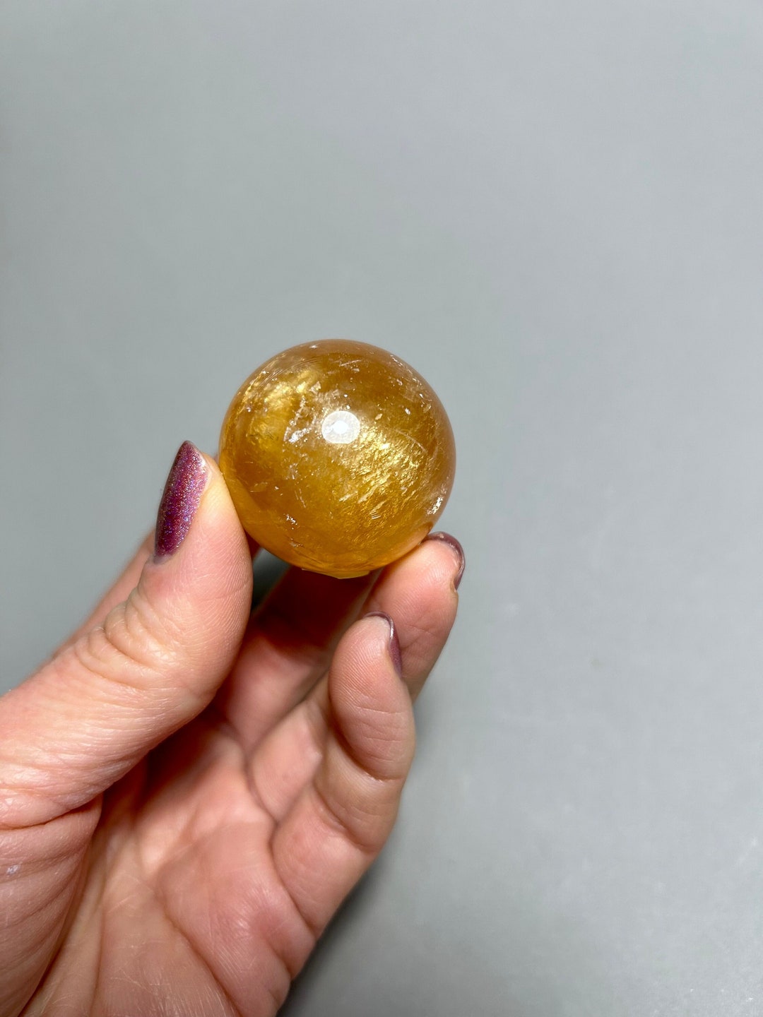 Small Amber Calcite Honey Calcite Sphere (1 5/16") Crystal Grids ...