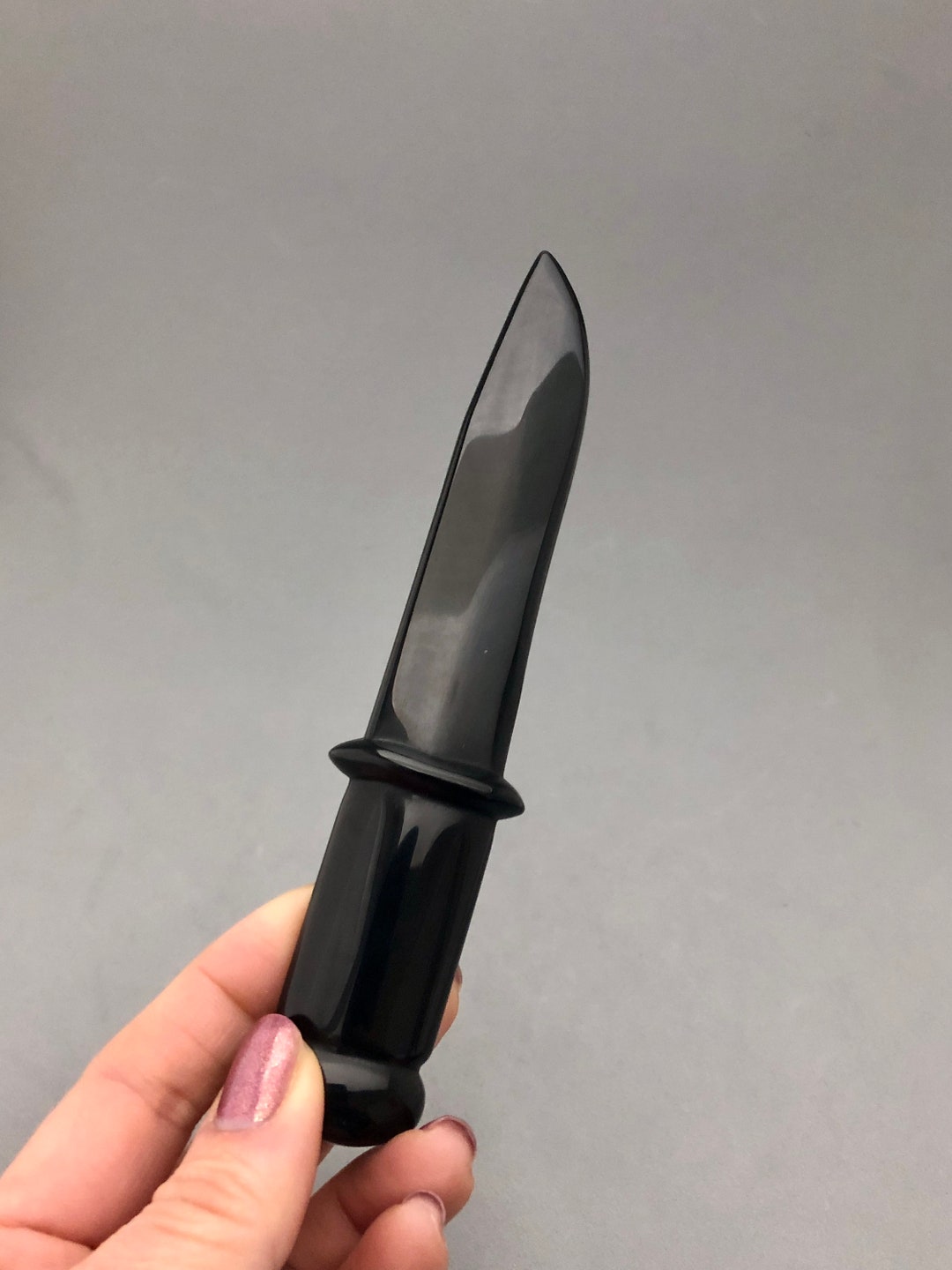 Black Obsidian Athame / Ceremonial Knife 5 7/8 Long for Cord Cutting ...