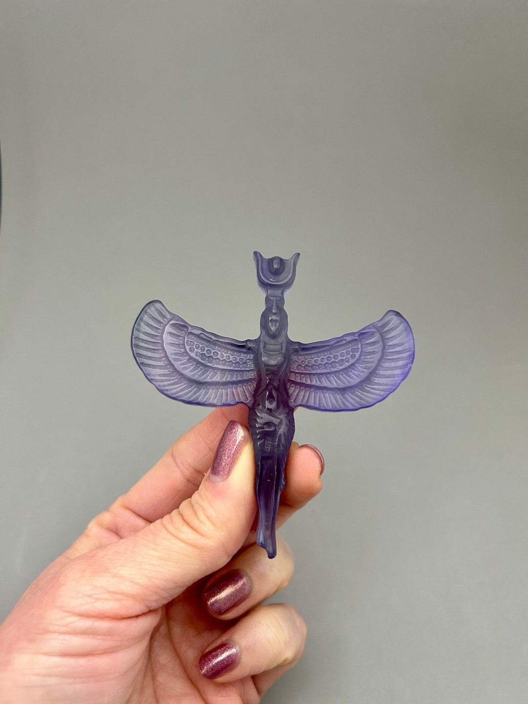 Indigo Fluorite Egyptian Goddess Isis Carving Divine Feminine Mother ...