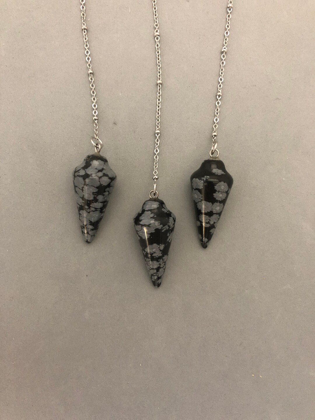 Snowflake Obsidian Pendulum for Divination Energy Altar Tool Witchcraft Crystal Magic Dowsing ...