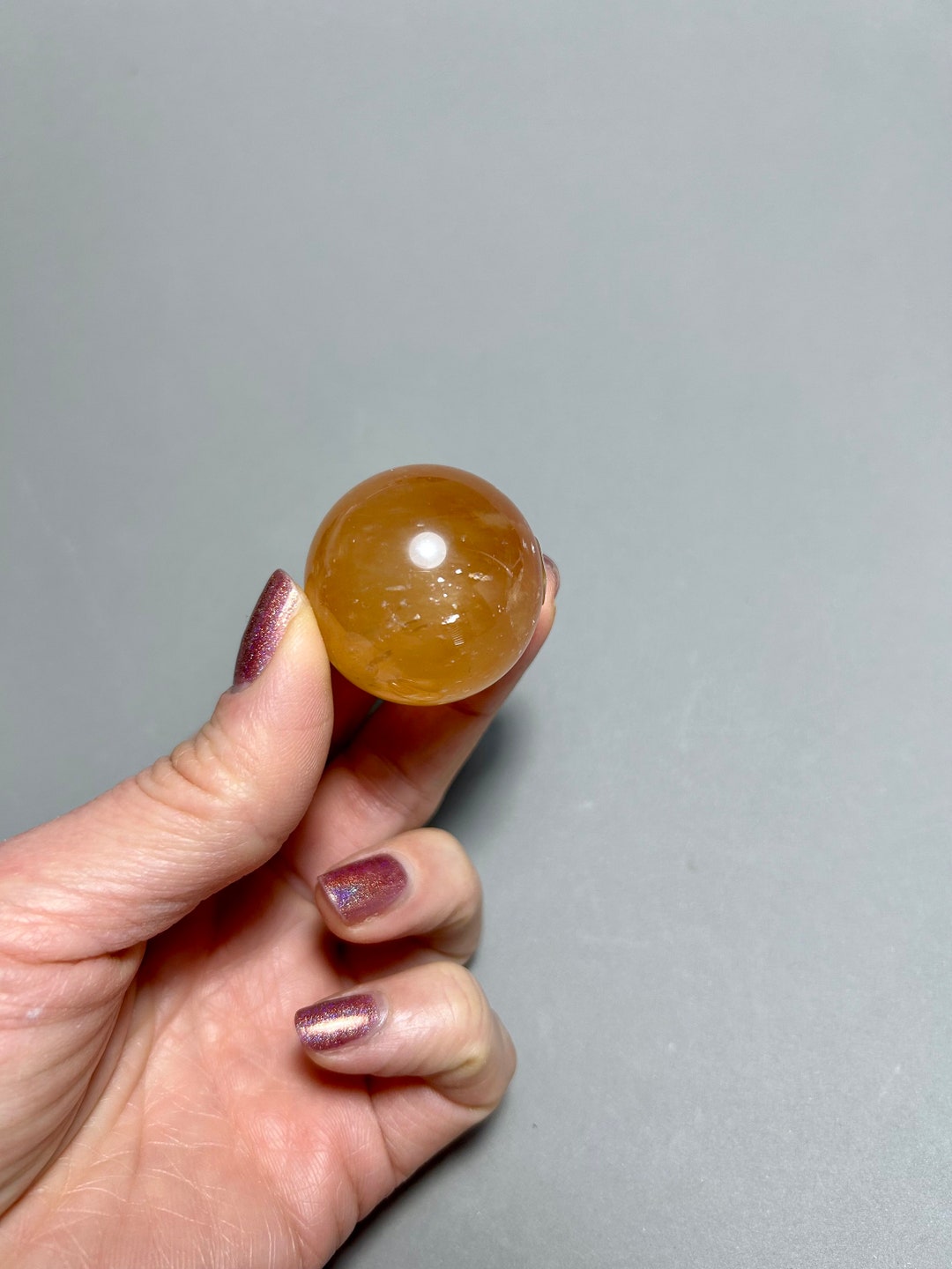 Small Amber Calcite Honey Calcite Sphere (1 1/4") Crystal Grids Crystal ...