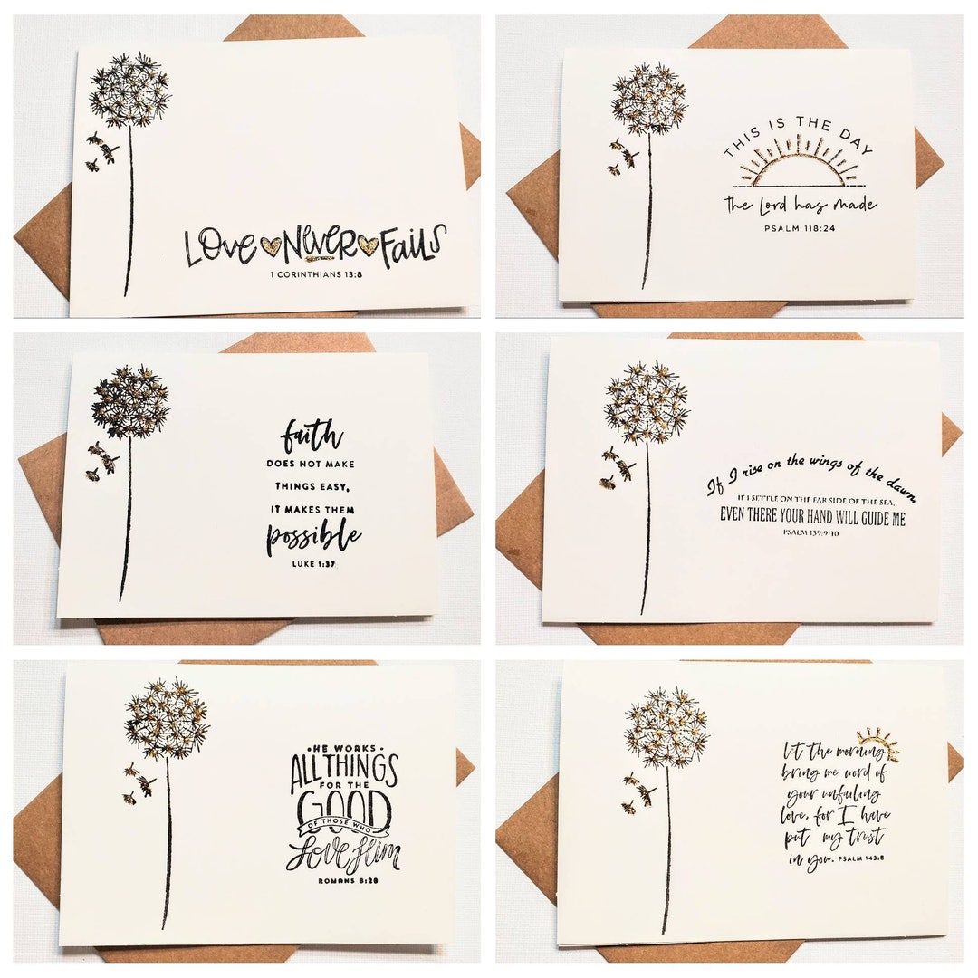 15- Dandelion Scripture Note Cards With Envelopes. Hand Painted Accents ...