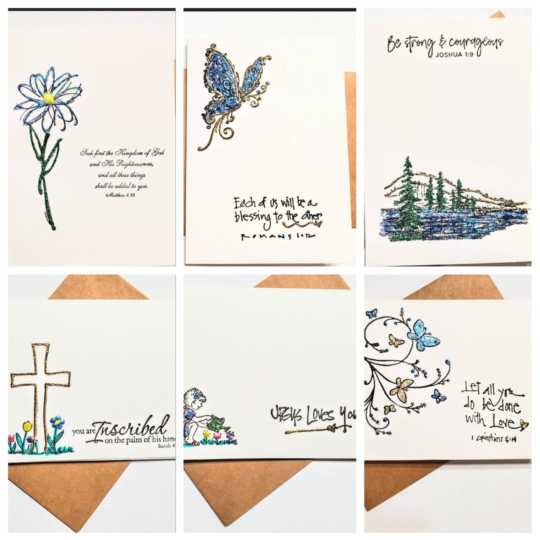 10~ Scripture Hand Painted Accents Blank Note Cards. Cards Are Ivory ...