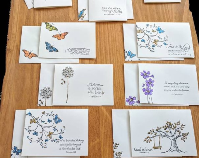 14~ Scripture Blank Note Cards and Envelopes. Cards Are Ivory With ...