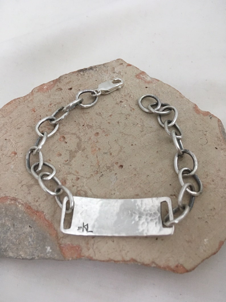 Sterling ID Bracelet//yeshua//chased Line Hebrew Letters//handmade ...