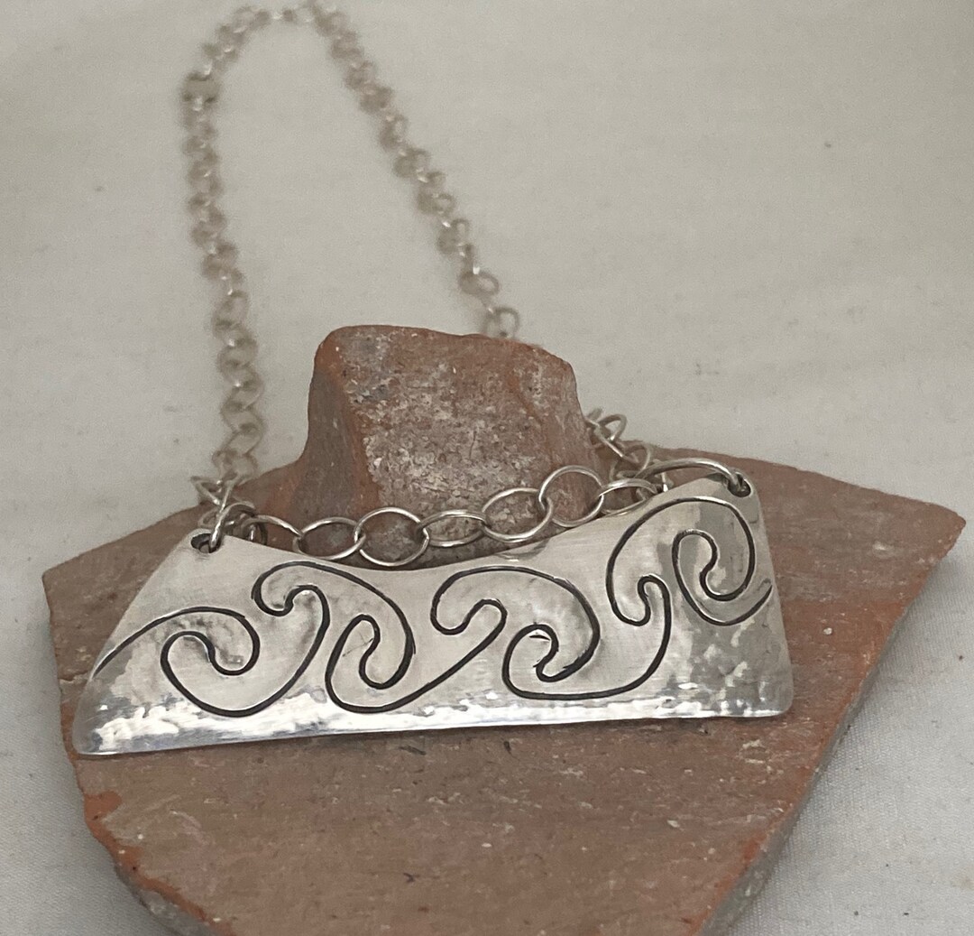 Passing Through Waters/handmade Sterling Silver Wave Pendant: Chased ...