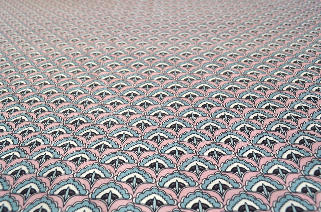 Pink Print Fans Pattern Stretch Cotton - Etsy