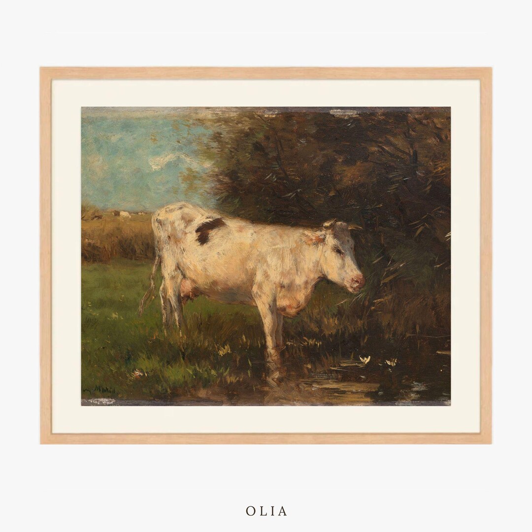 Milk Cow Painting | Cow Artwork | Vintage Nursery Artwork | Baby ...