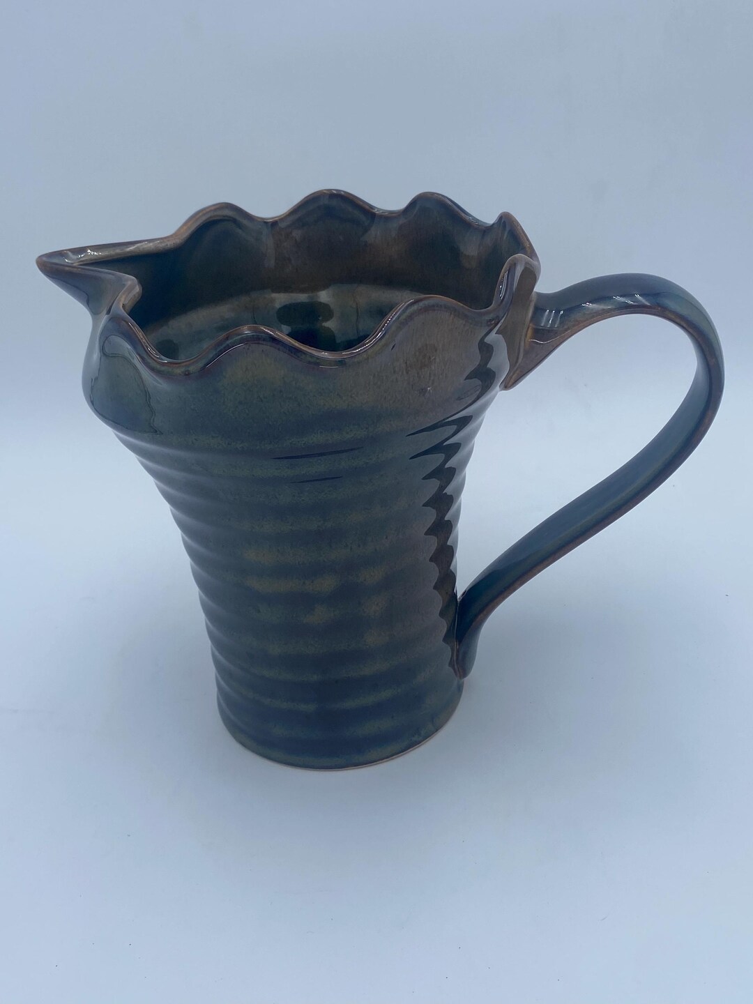 This is a Large Vintage 1970's WCL Brand , Stoneware Pitcher in Brown ...