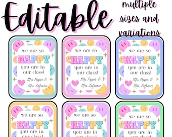 Back to School Retro Smiley Teacher Gift Tag - Etsy