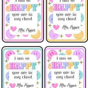 Back to School Gift Tag for Teachers- Smiley Face - Happy You Are in My ...