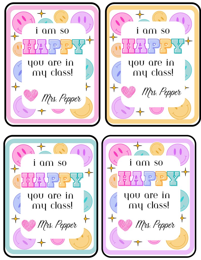 Back to School Gift Tag for Teachers- Smiley Face - Happy You Are in My ...