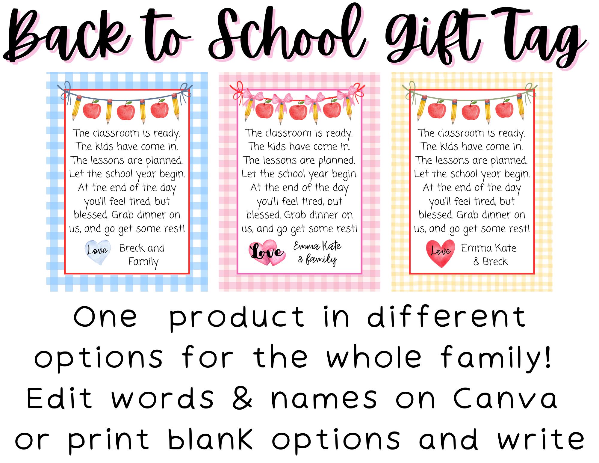 Back to School Teacher Gift Dinner & Rest Gift Tag - Etsy
