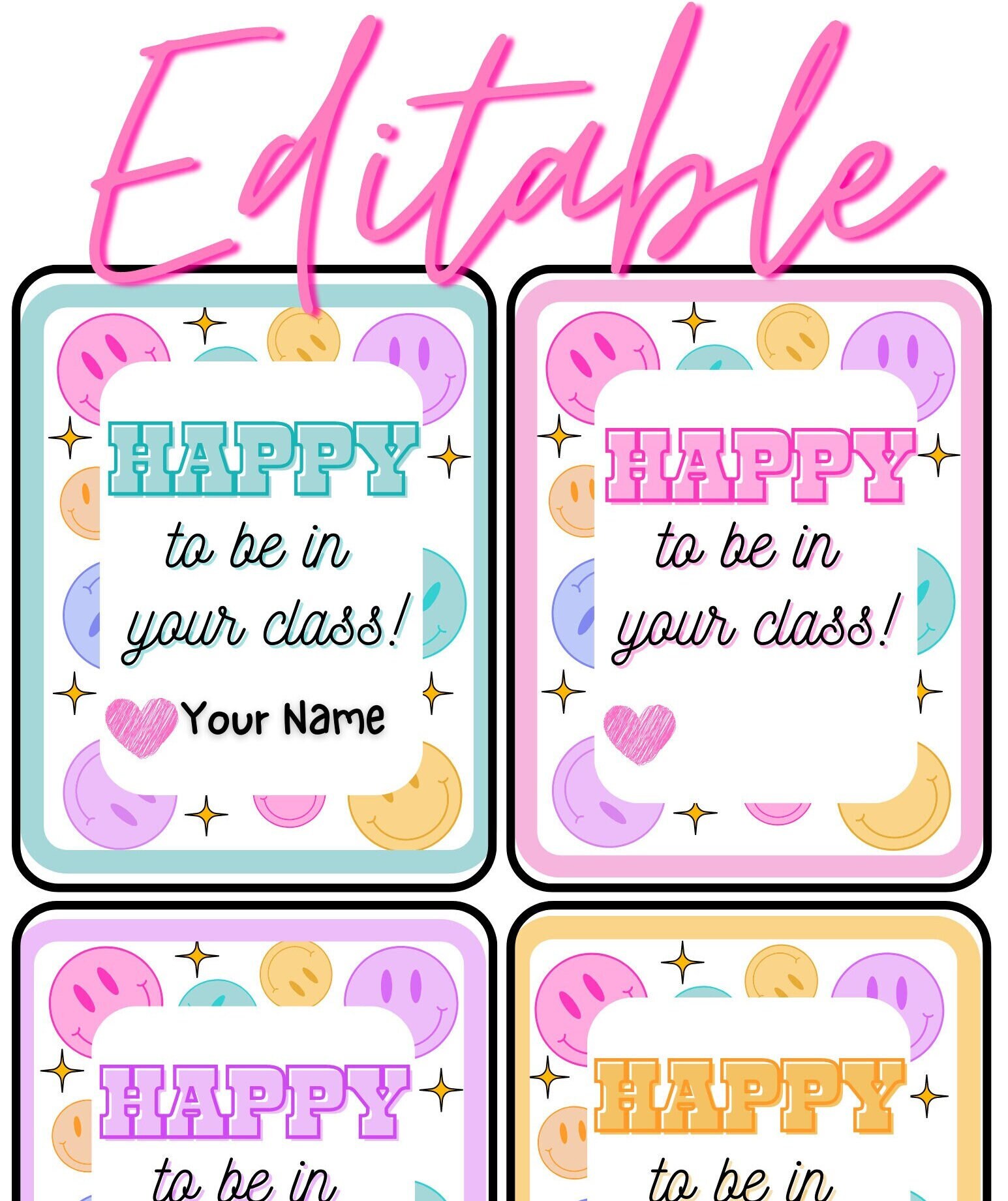 Happy to Be in Your Class Gift Tag for Teacher Editable Link and ...