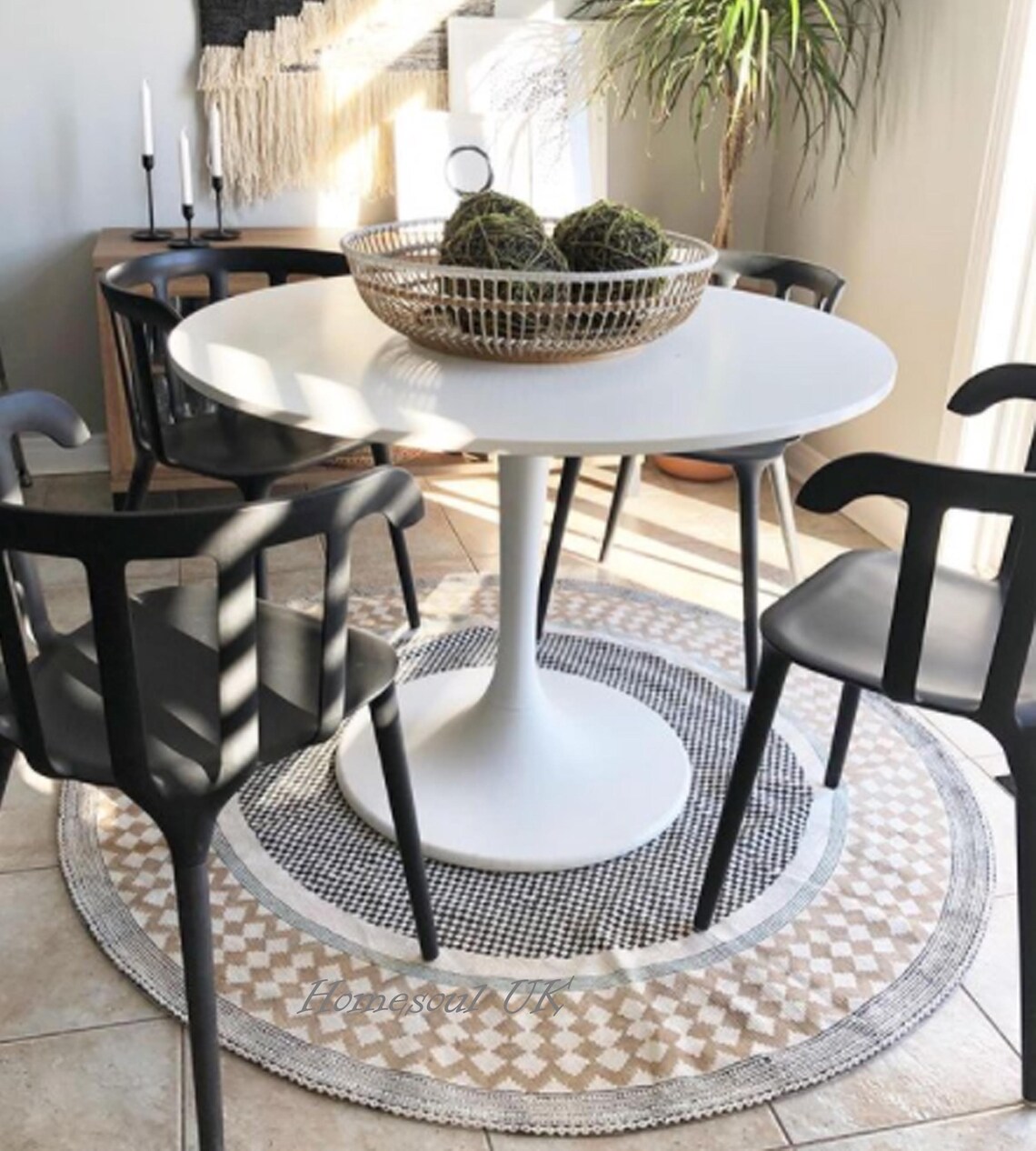 Round Rug, Machine Washable Rug, Area Rug Cotton Rug, Handblock Printed ...