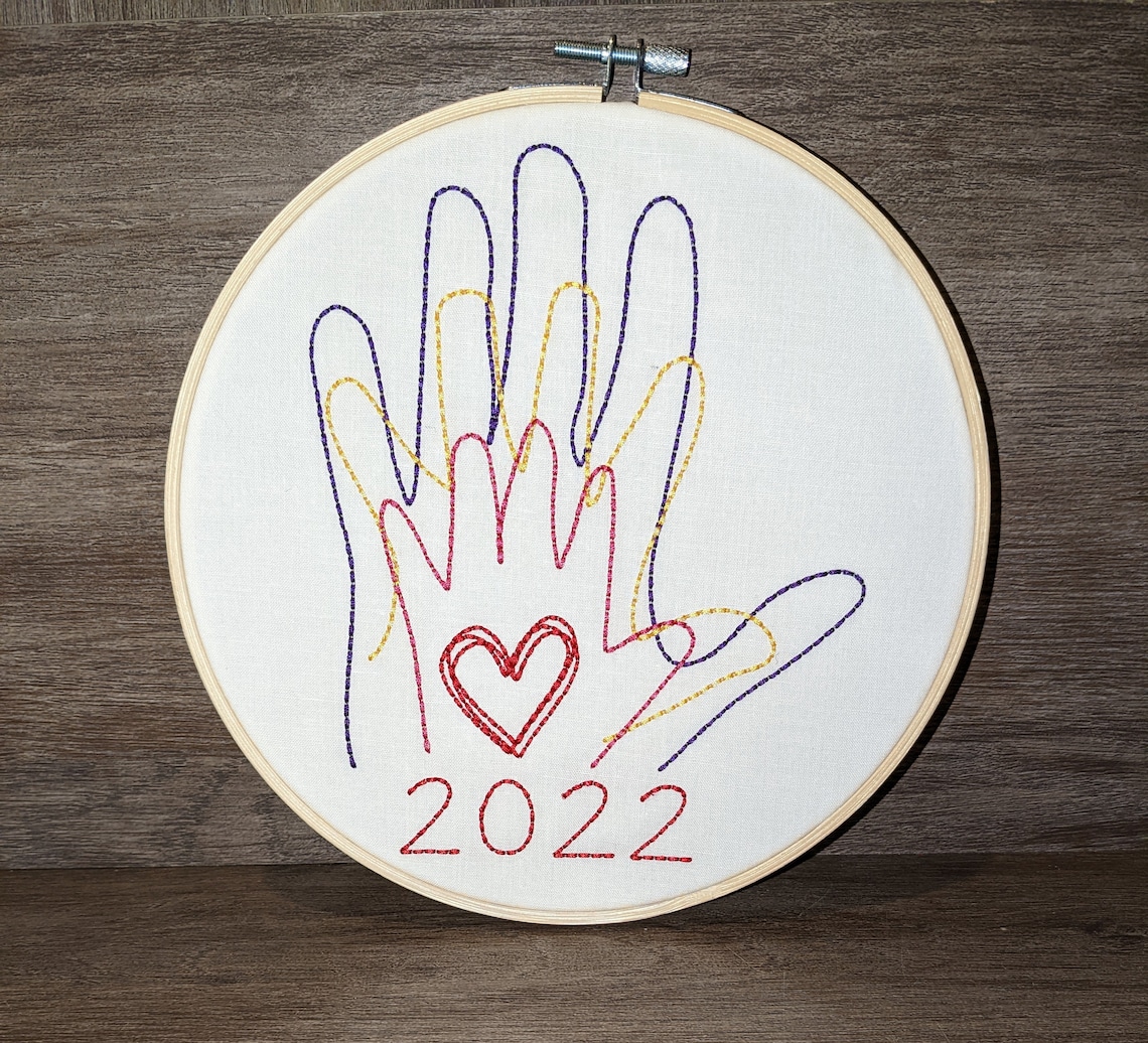 Custom Embroidered Handprints in Hoop, Valentine's Gift, Father's Day ...