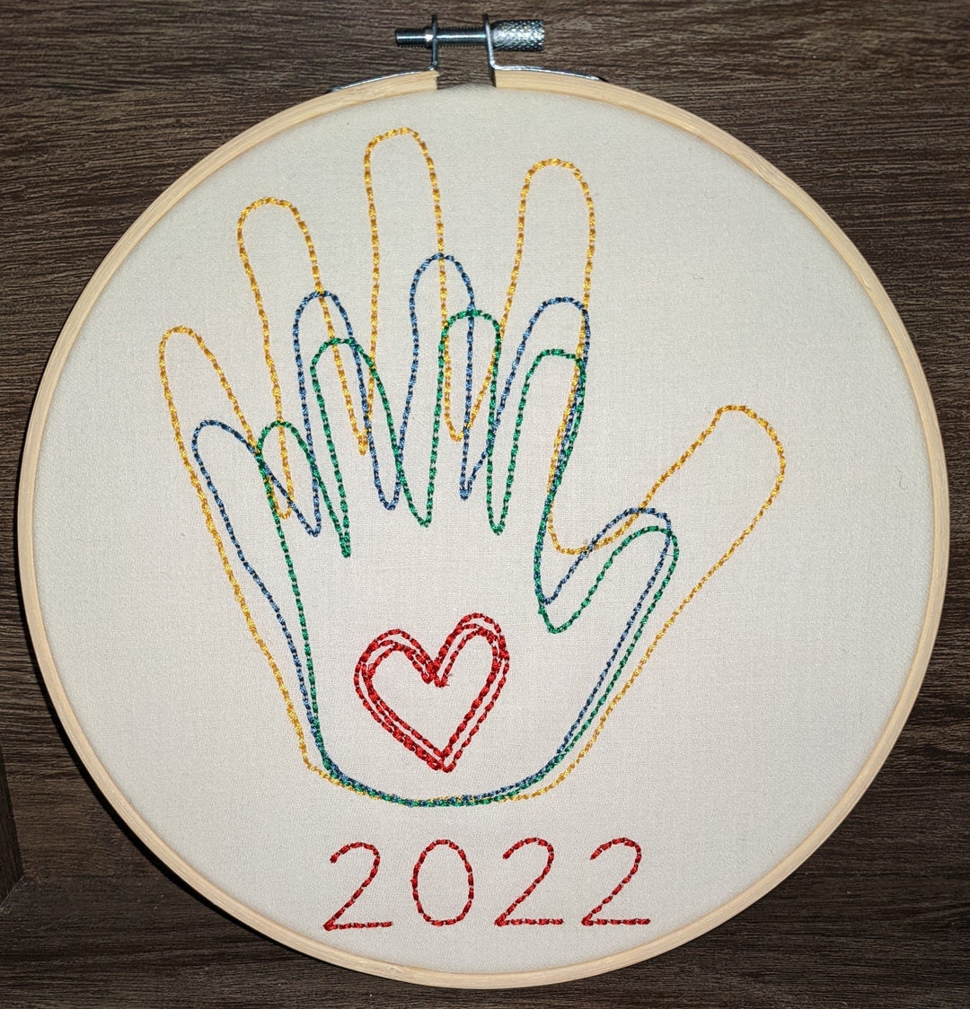 Custom Embroidered Handprints in Hoop, Valentine's Gift, Father's Day ...